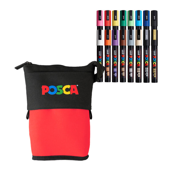 uni POSCA® PC-5M Exclusive Special Edition Set with Red Pouch (16 Pack