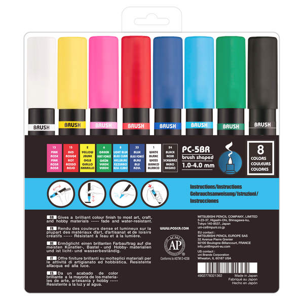 Posca PC-5M Paint Markers | Medium Tip | Metallic Colors 8-Pack | uni-ball