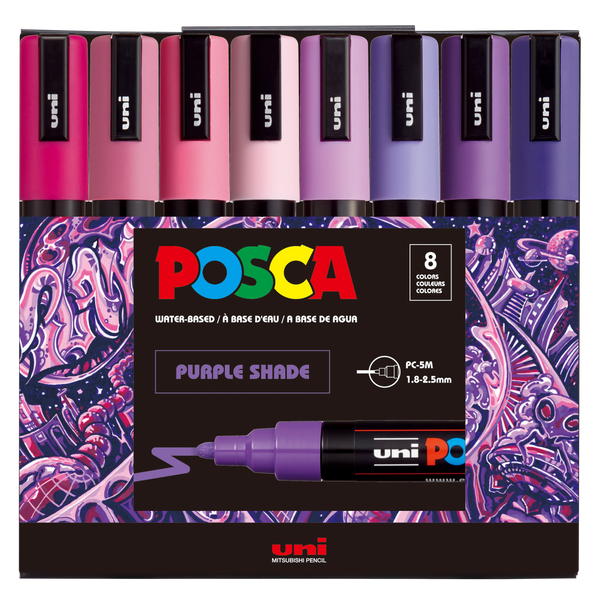 Posca PC-5M Paint Markers | Medium Tip | Cooltone 8-Pack | uni-ball