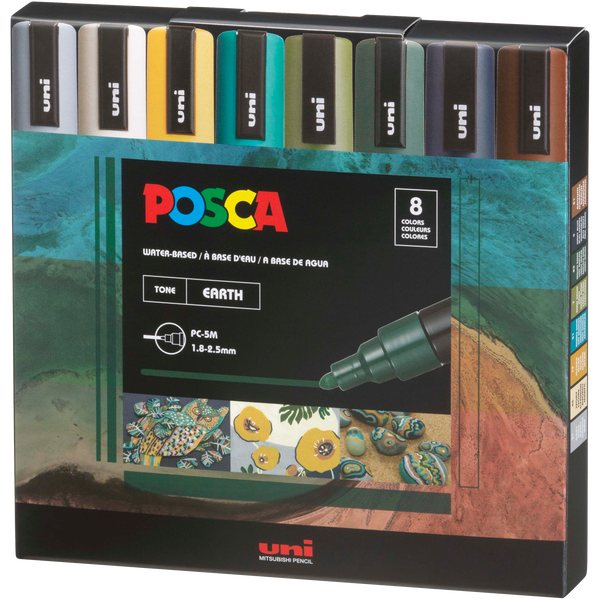 Posca PC-5M Paint Markers | Medium Tip | Earthtone 8-Pack | uni-ball