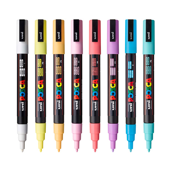 Posca PC-3M Paint Markers | Fine Tip | Soft Colors 8-Pack | uni-ball