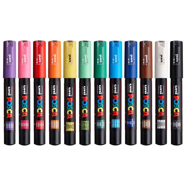 Posca PC-1M Paint Markers | Extra Fine Tip | 12-Pack | uni-ball