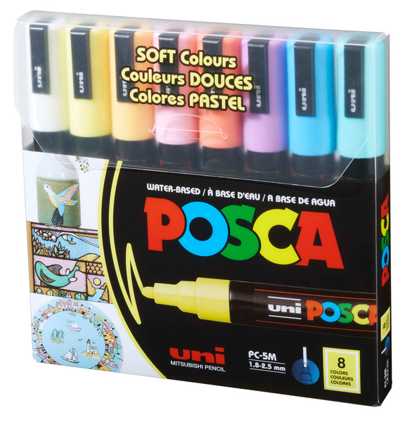 Posca PC-5M Paint Markers | Medium Tip | Softcolors 8-Pack | uni-ball