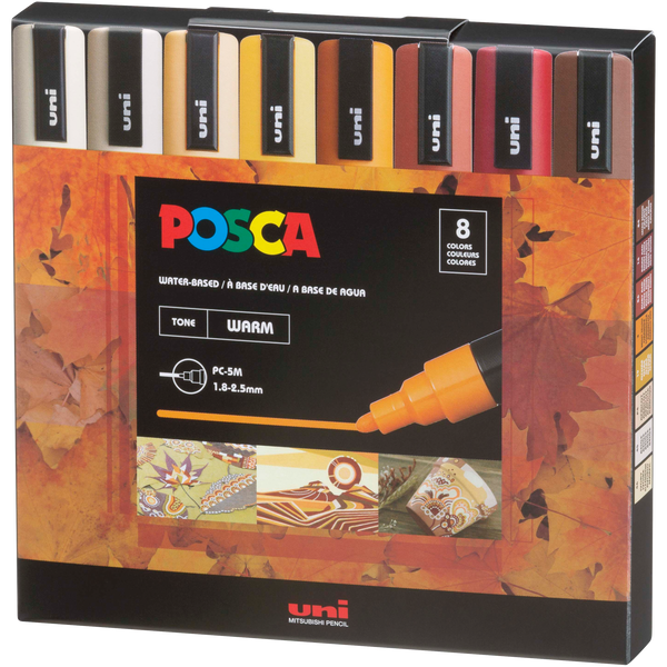 Posca PC-5M Paint Markers | Medium Tip | Warmtone 8-Pack | uni-ball