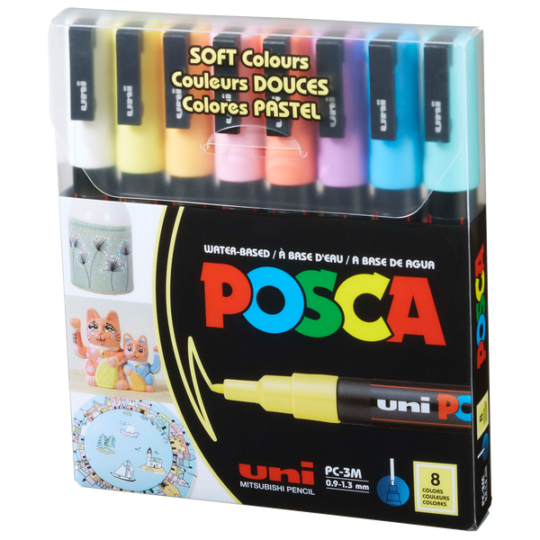 Posca PC-3M Paint Markers | Fine Tip | Soft Colors 8-Pack | uni-ball