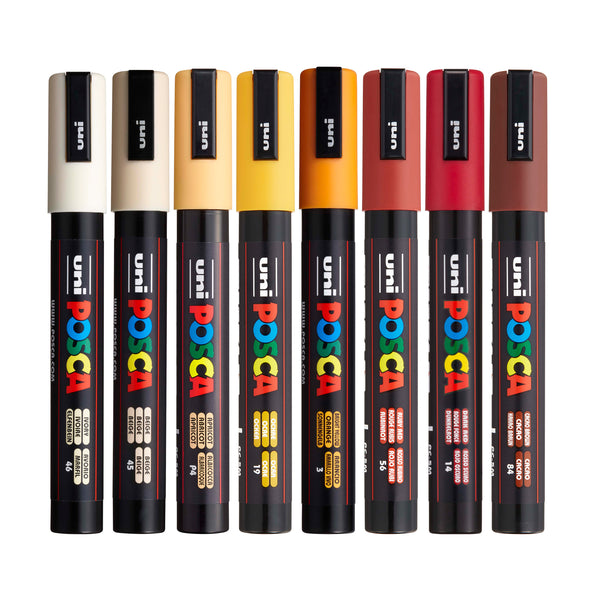 Posca PC-5M Paint Markers | Medium Tip | Warmtone 8-Pack | uni-ball