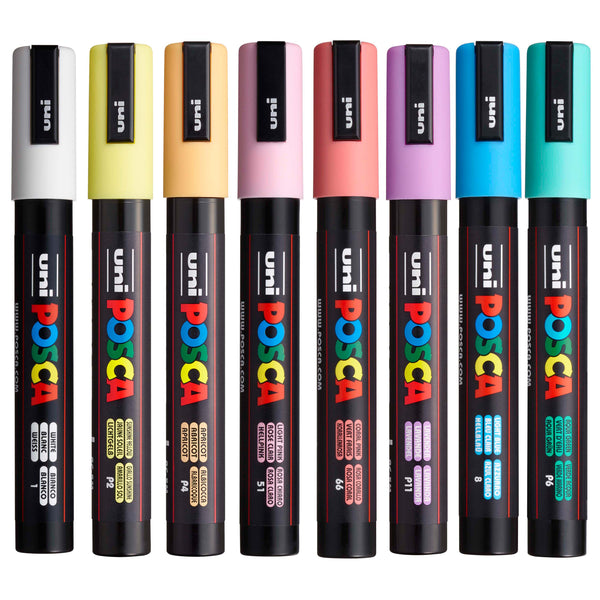 Posca PC-5M Paint Markers | Medium Tip | Softcolors 8-Pack | uni-ball
