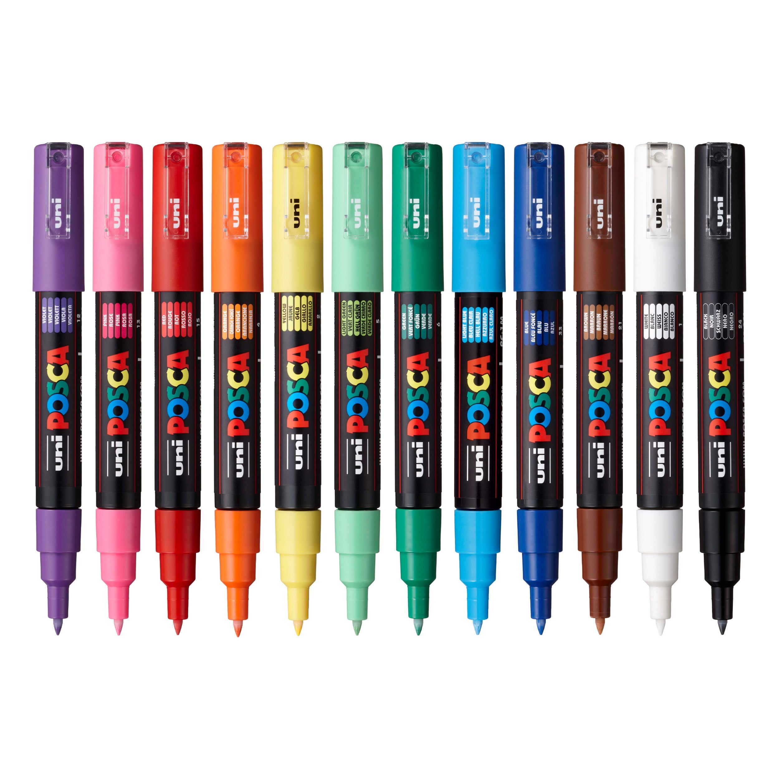 Posca PC-1M Paint Markers | Extra Fine Tip | 12-Pack | uni-ball