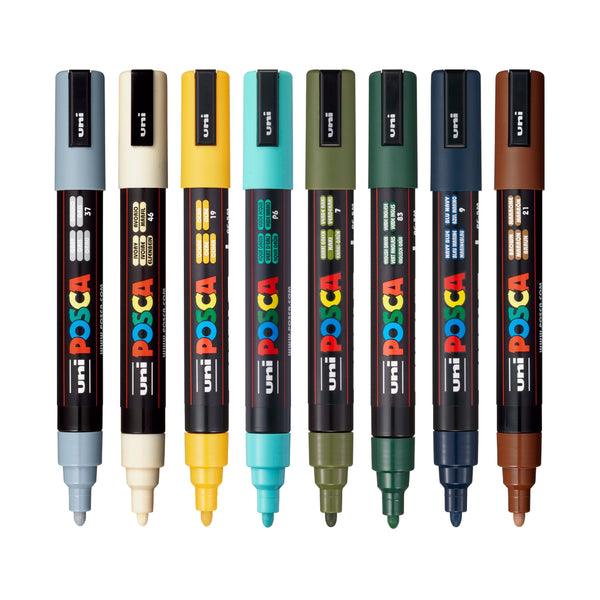 Posca PC-5M Paint Markers | Medium Tip | Earthtone 8-Pack | uni-ball